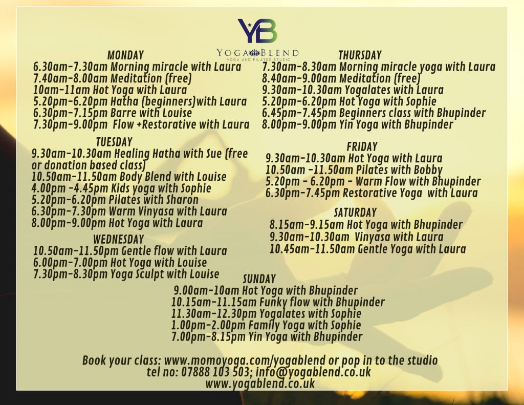 Our new timetable*** - Yoga Blend